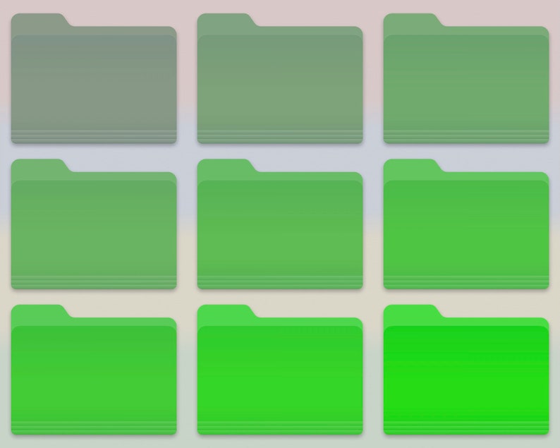 Mac folder icons, 28 varied Green Custom icons For the finder desktop ...