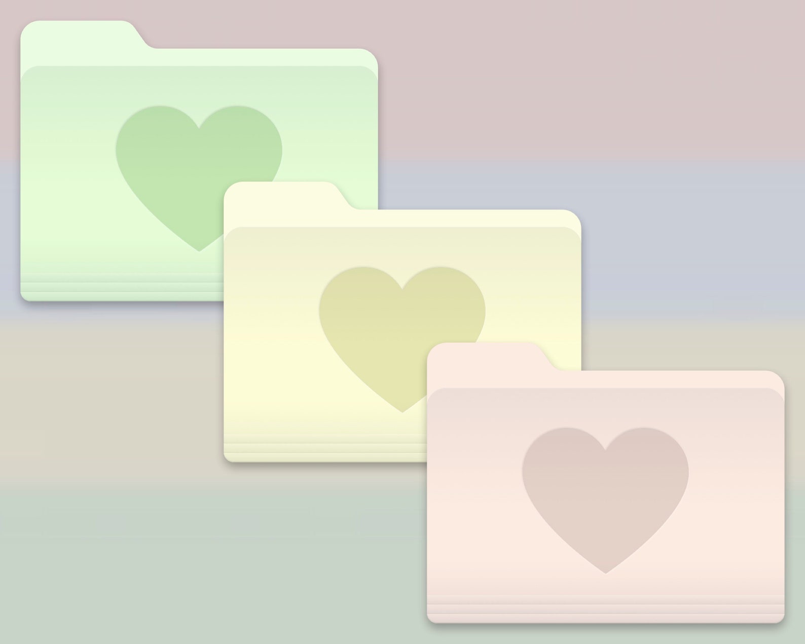 Mac folder icons, Pastel colored With Heart Custom icons For the finder ...