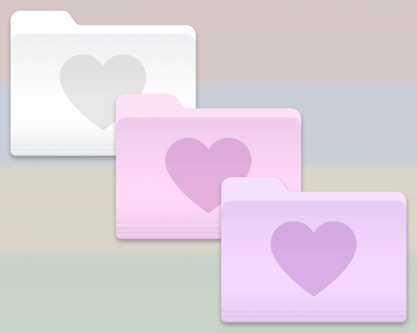Mac folder icons, Pastel colored With Heart Custom icons For the finder ...