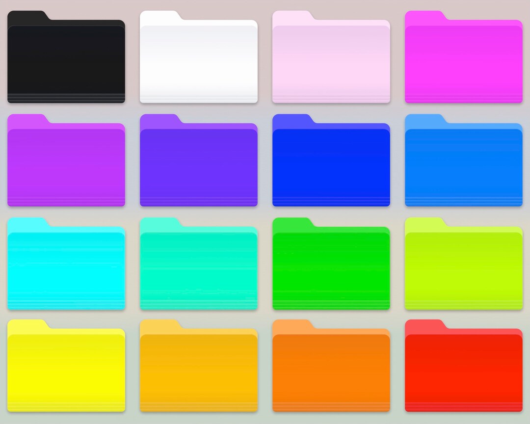 Mac folder icons, 16 brightly colored Custom icons For the finder ...
