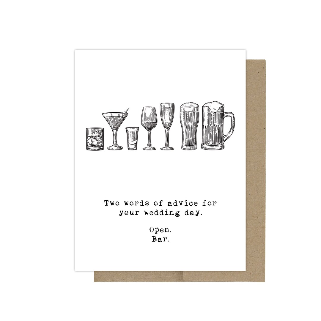 Open Bar Engagement Card, Funny Wedding Card, Funny Engagement Card ...