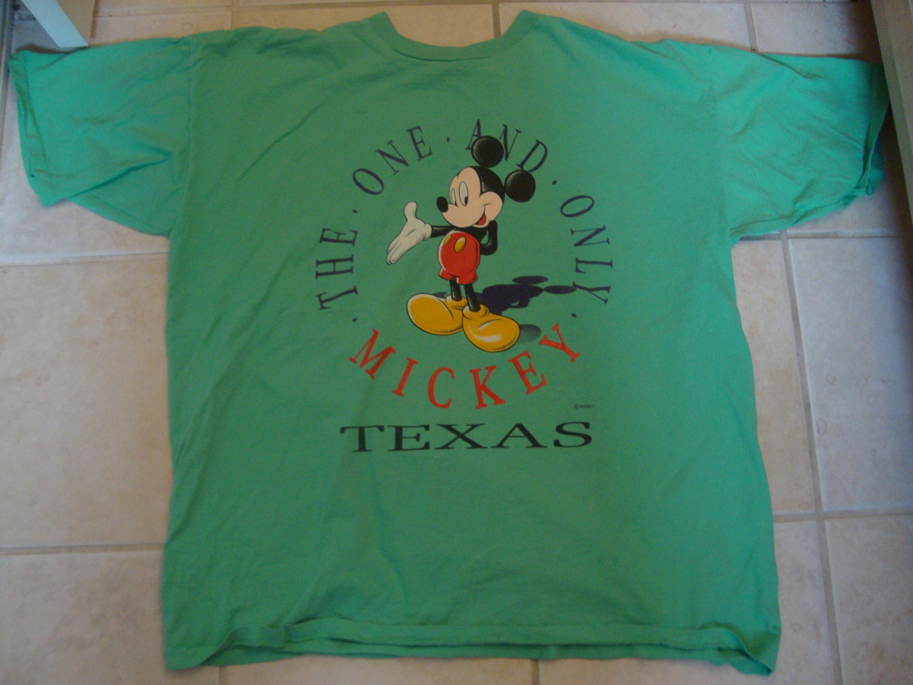 Vtg 90's Walt Disney Mickey Mouse Texas Green T Shirt Size | Etsy