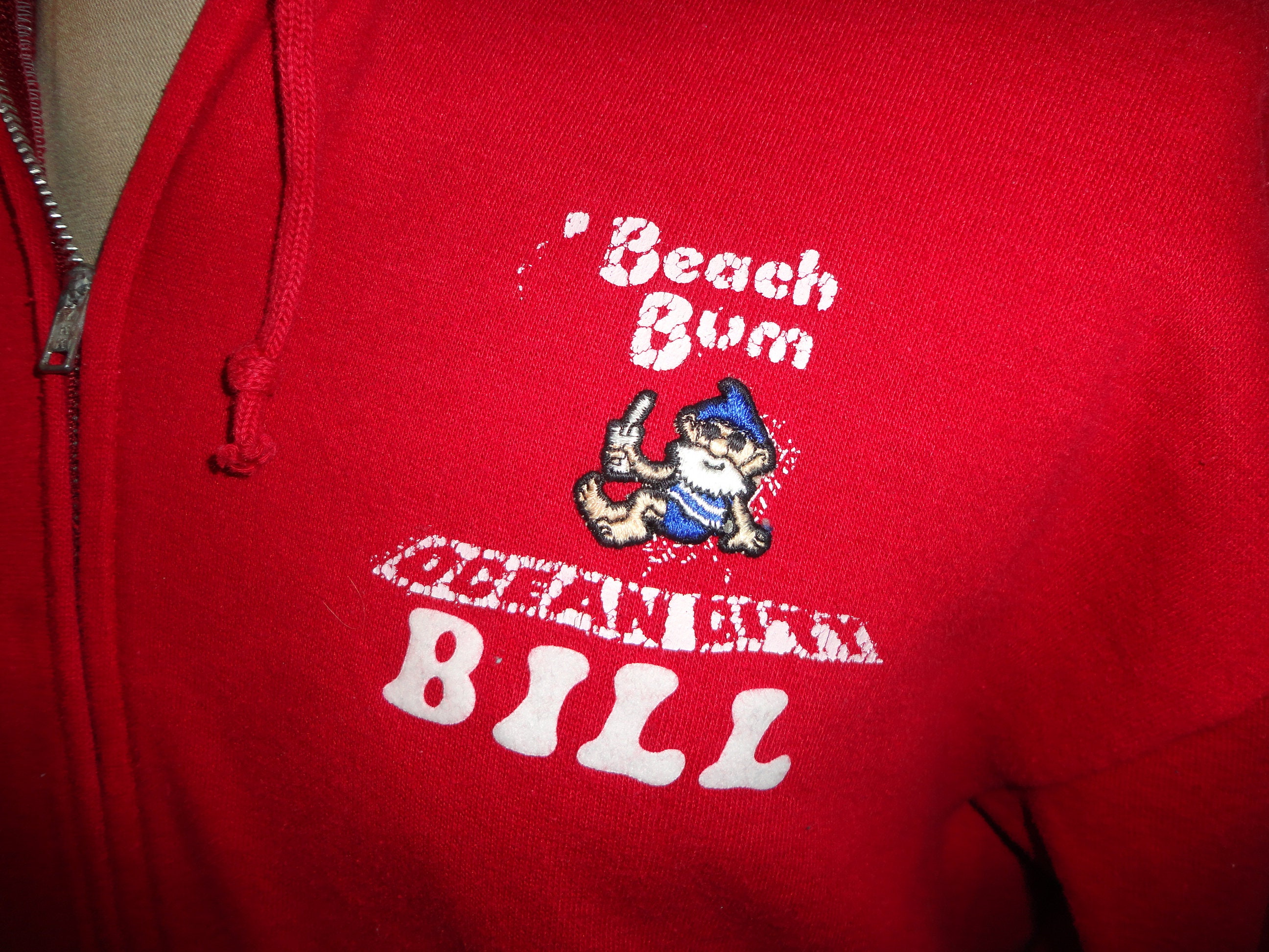 Vth 80's BEACH BUM Bill Maroon Hooded 50-50 Full Zip Sweatshirt Fit L ...