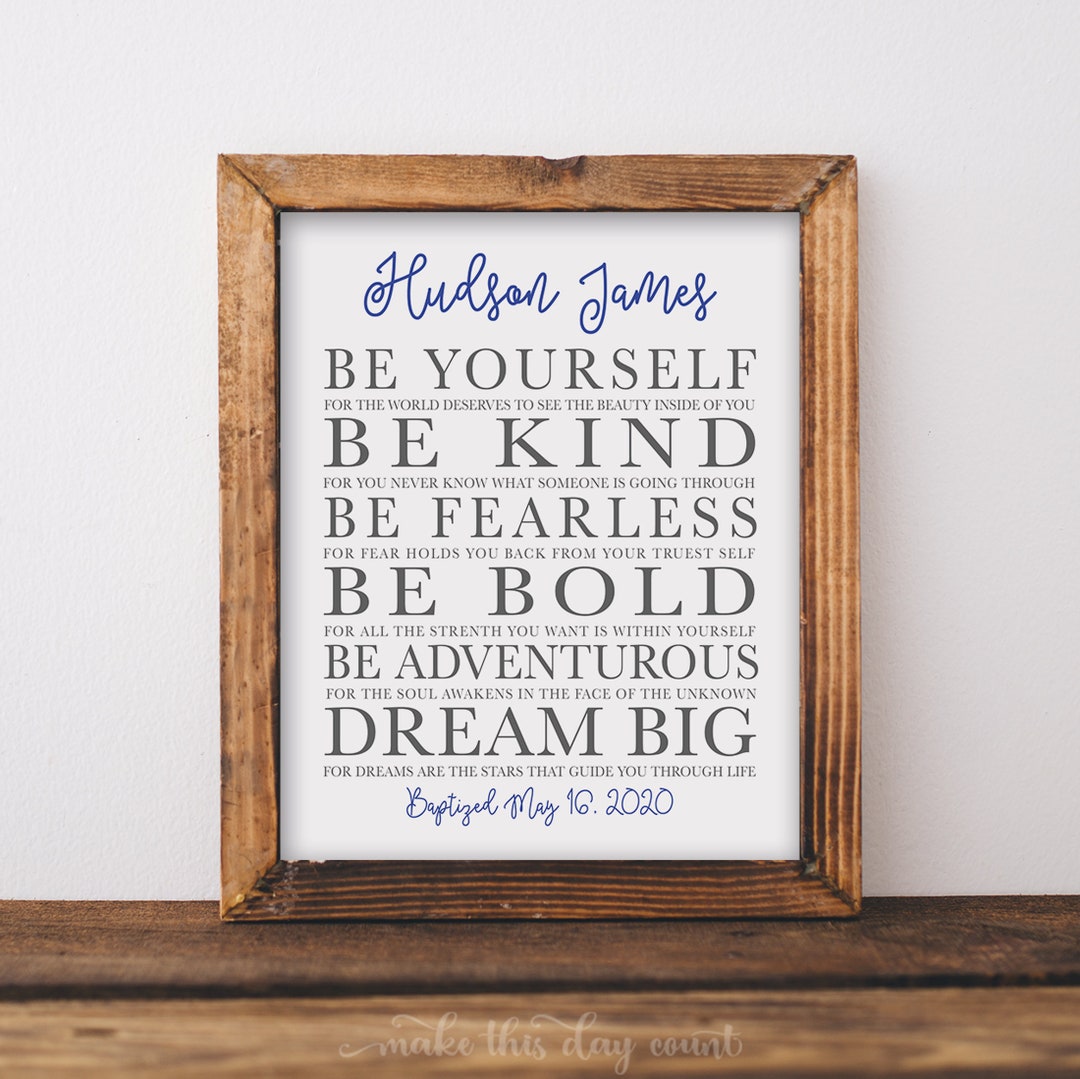 Personalized Baptism Gift, Be Yourself, Baptism Printable, Baptism Gift ...