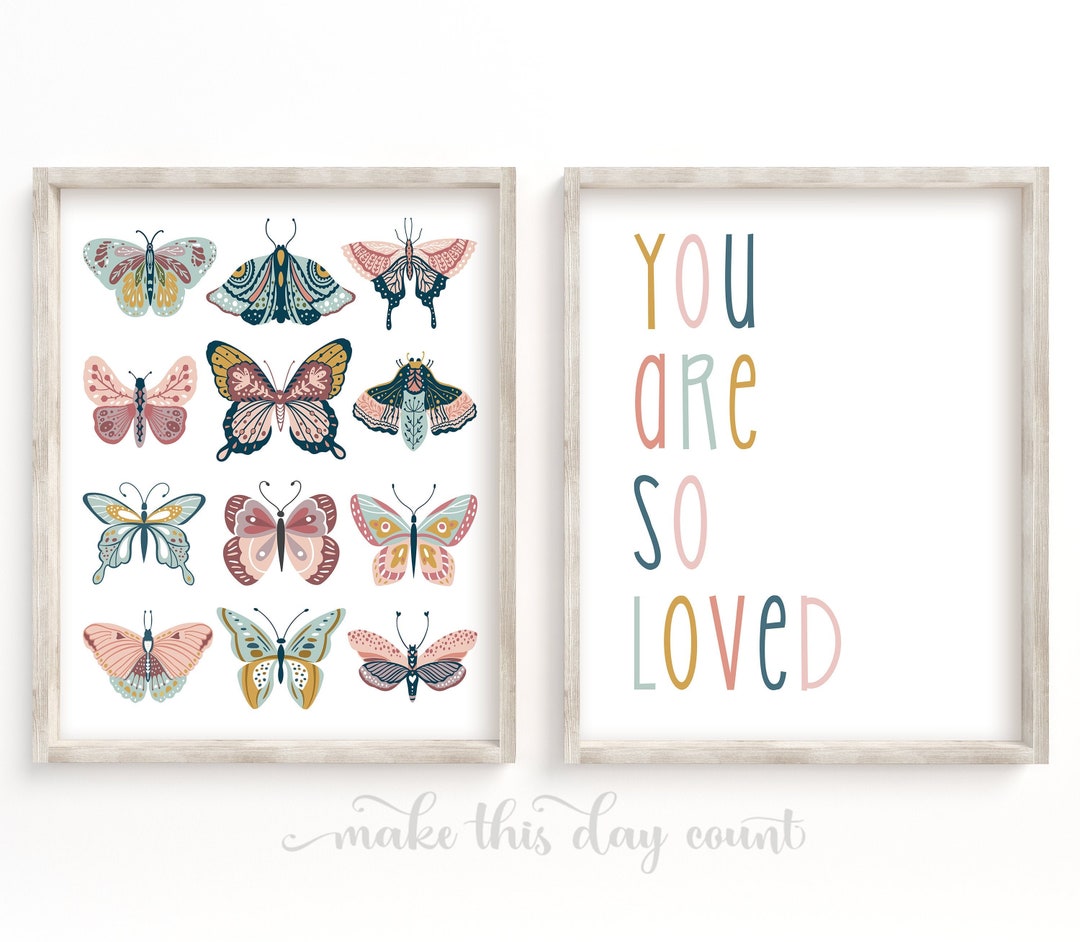 Boho Butterfly Print, Boho Girl's Nursery, You Are so Loved Printable ...