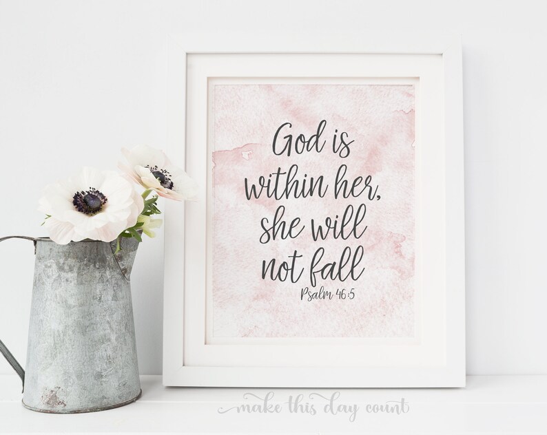 God is Within Her She Will Not Fall Psalm 46:5 Print Pink - Etsy