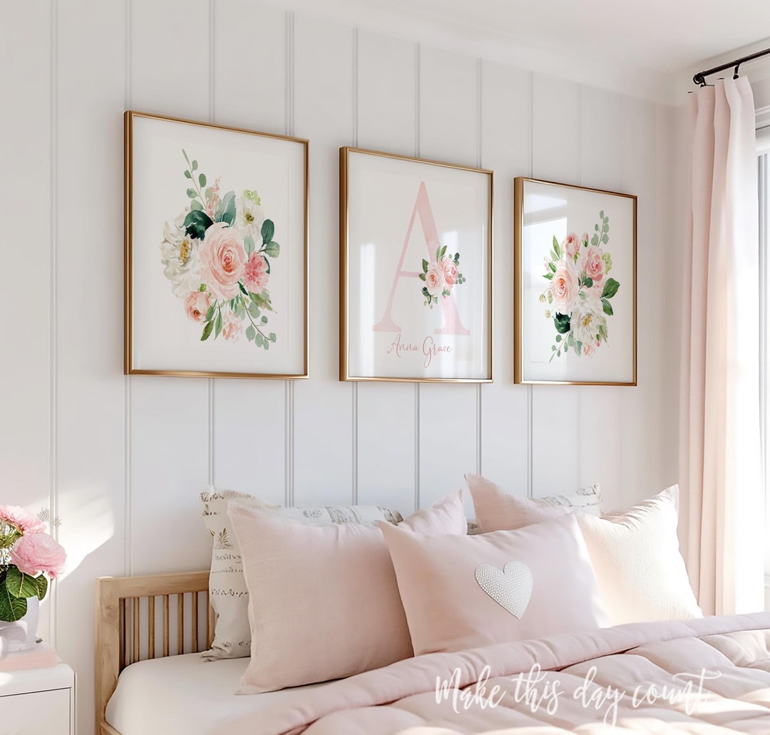 Girls Floral Nursery Prints, Girl's Floral Room Nursery Wall Art Prints ...