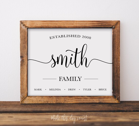 Family Name Print Custom Name Printable Wedding Gift - Etsy Australia