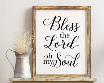 Bless the Lord Oh My Soul Psalm 103 Bible Verse Art Print - Etsy