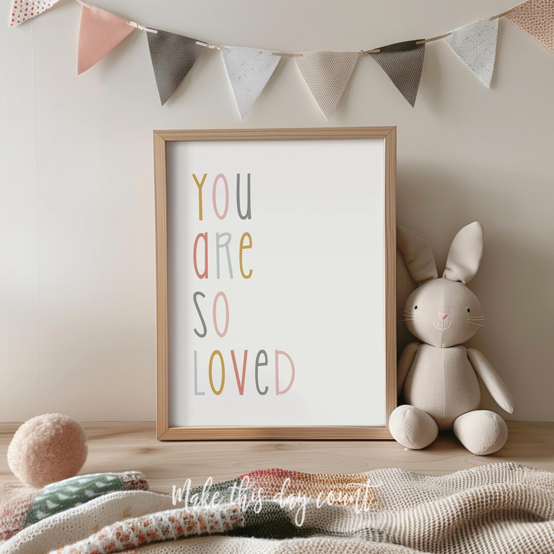 Rainbow Nursery Wall Art, Rainbow Prints Set, You Are so Loved Quote ...