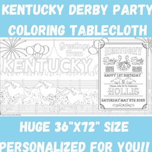 Kentucky Derby Party Banner Horse Derby Birthday Party Coloring Poster ...