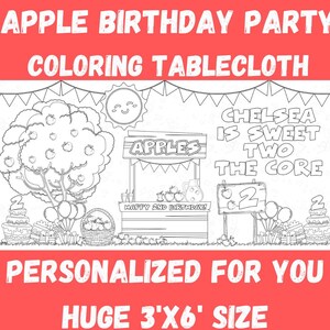 Apple Birthday Personalized Coloring Tablecloth Activity Fall Season ...