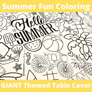 Kids Summer Bucket List Coloring Banner: 6ft Paper Tablecloth - Etsy