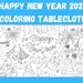 Happy New Year 2024 Coloring Tablecloth Kids New Year's Eve Party ...