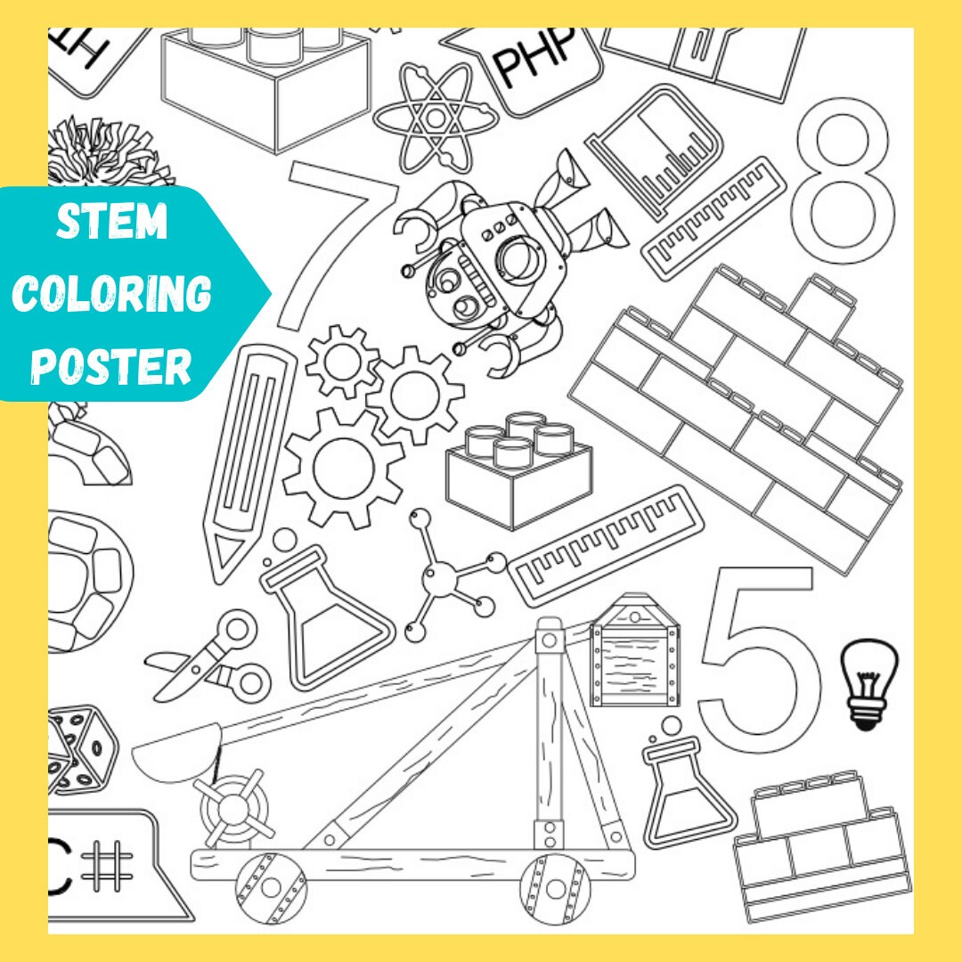GIANT STEM Coloring Poster STEM School Activity Paper - Etsy