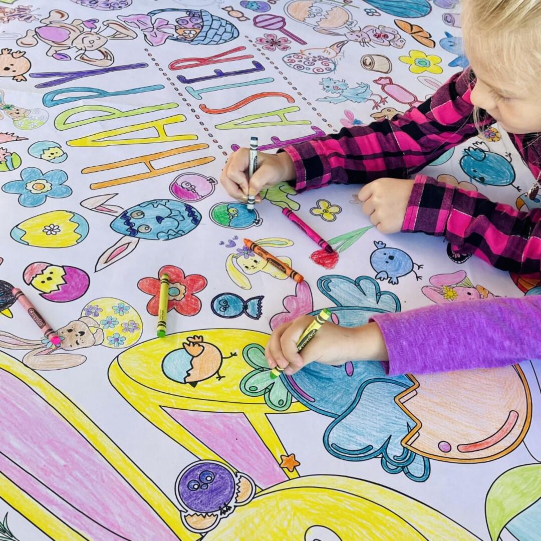 Easter Coloring Tablecloth Kids Personalized Class Party Activity Table ...