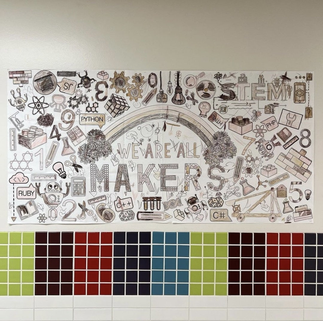 STEAM Coloring Tablecloth Activity Kids Classroom Party Banner Science ...