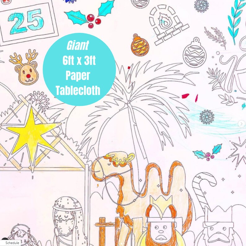 Kids Nativity Coloring Tablecloth: Personalized Christmas Advent ...