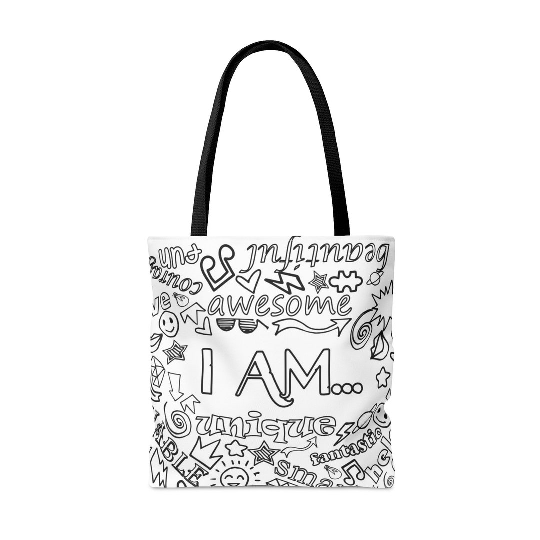 Positive Affirmations Coloring Tote Bag Positive Words of Affirmation ...
