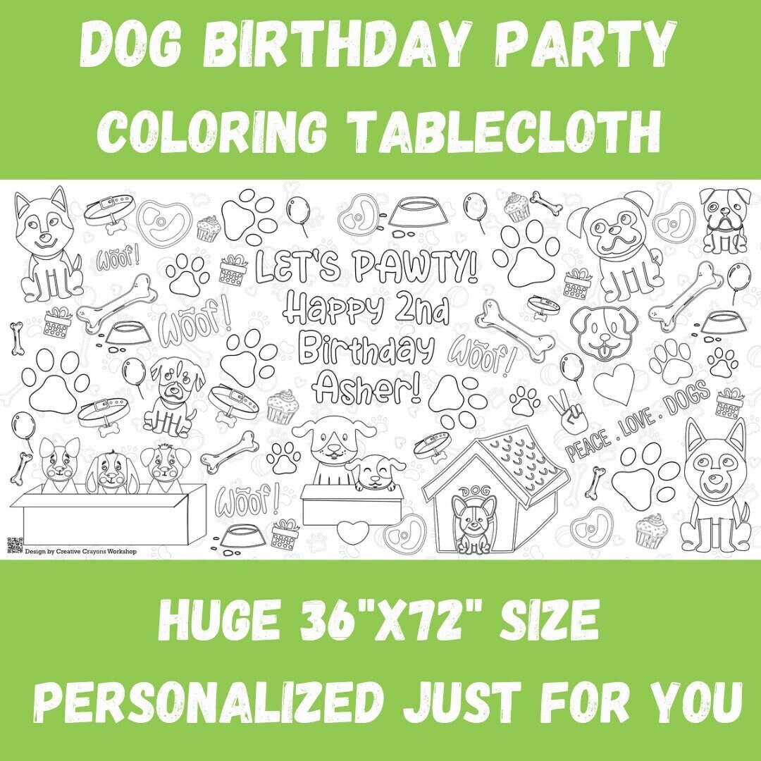 Let's Pawty Birthday Table Cover Dog Adoption Themed - Etsy
