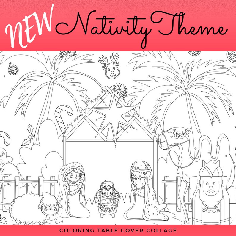Kids Nativity Coloring Tablecloth: Personalized Christmas Advent ...