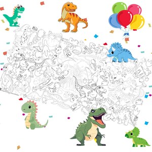 Dinosaur Birthday Party Personalized Kids Coloring Tablecloth Boys ...