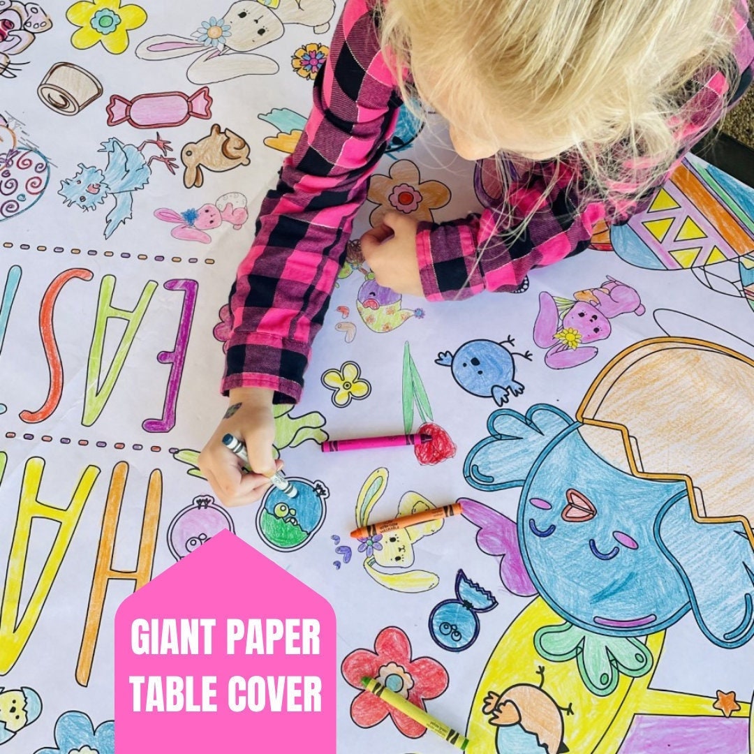 Easter Coloring Tablecloth Kids Craft Easter Basket Filler Huge ...