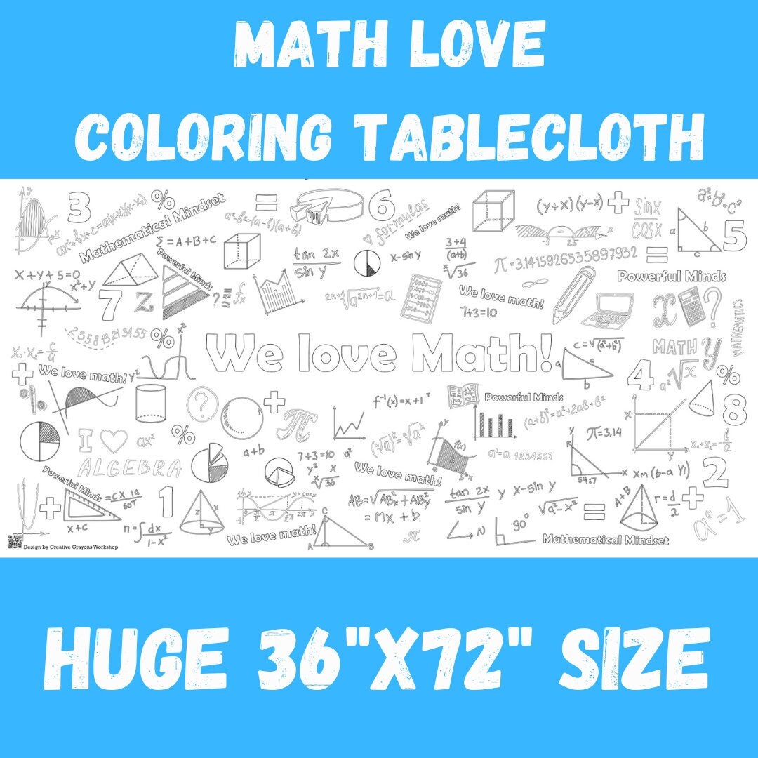 Math Love Coloring Tablecloth Activity for Elementary Classroom We Love ...