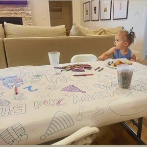 Custom Designed Personalized Coloring Tablecloth Any Theme Decor Kids ...