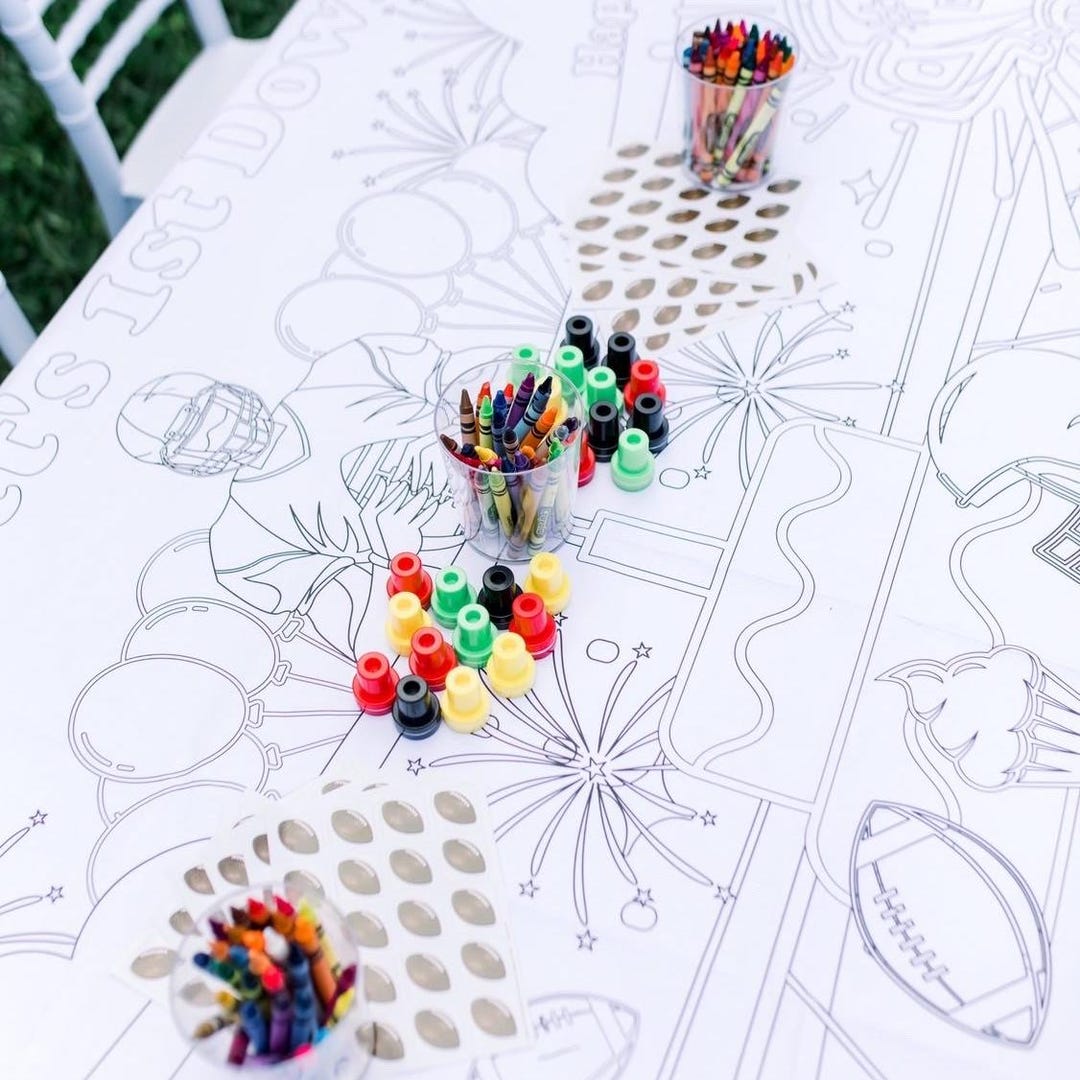 Football Party Coloring Tablecloth Activity Personalized Kids Gift ...