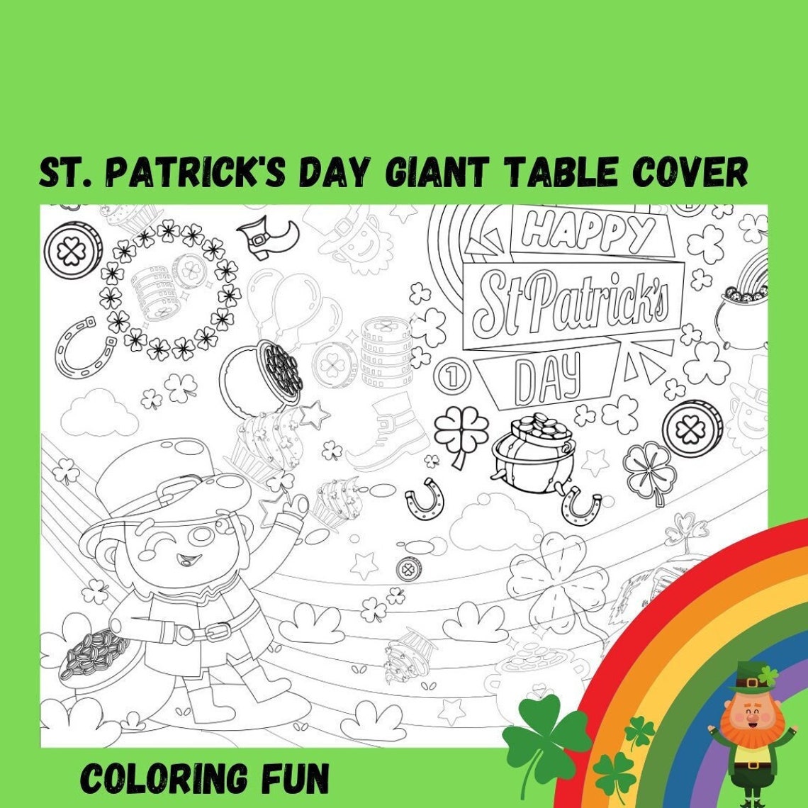 Leprechaun Trap giant Coloring Page Kids St. Patrick's | Etsy