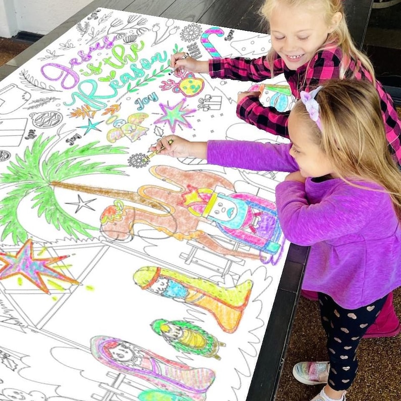 Kids Nativity Coloring Tablecloth: Personalized Christmas Advent ...