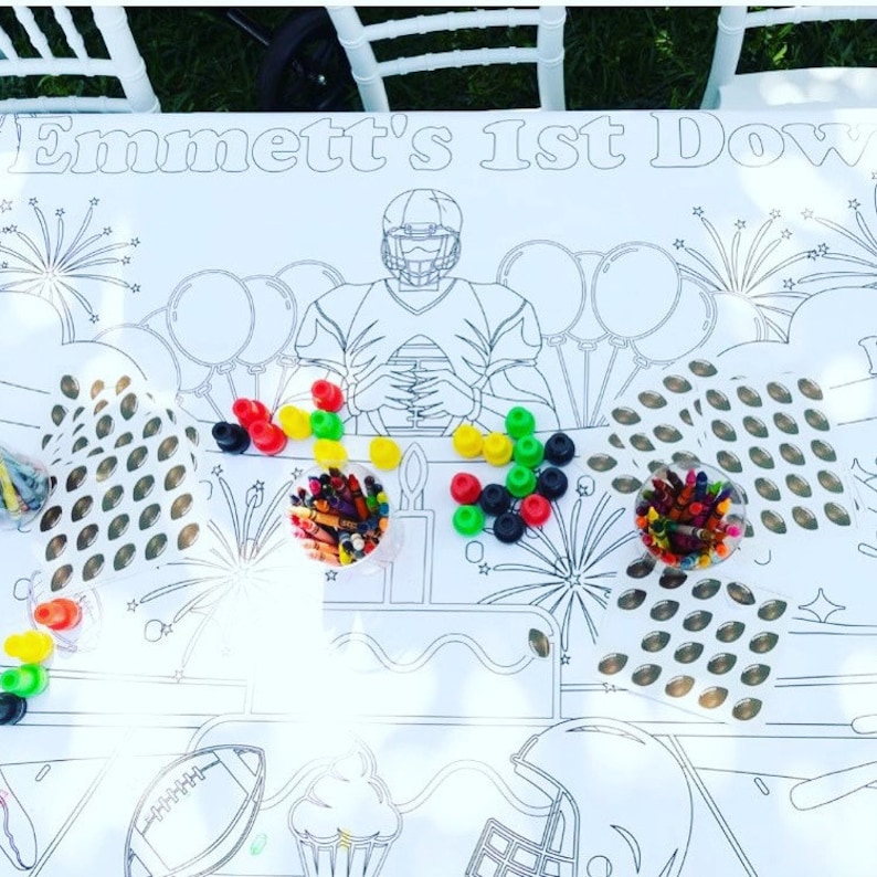 Personalized Football Party Coloring Tablecloth: Kids Birthday Activity ...