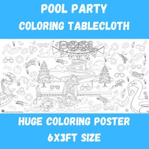Personalized Pool Party Coloring Tablecloth: Kids Summer Activity - Etsy