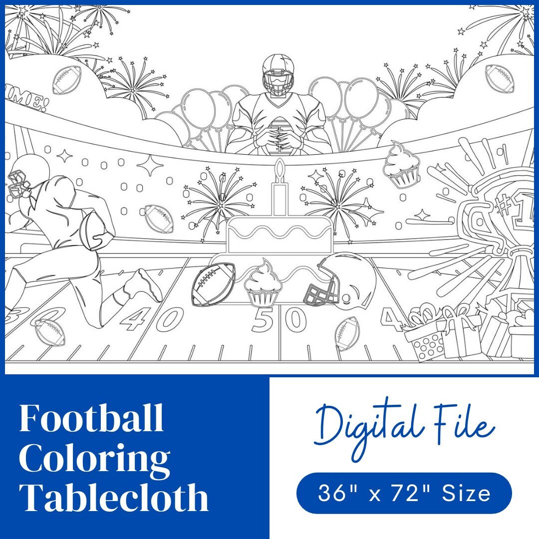 Football Coloring Poster Digital Download Superbowl Birthday Party ...