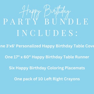 Happy Birthday Party Bundle With Coloring Tablecloth, Table Runner ...