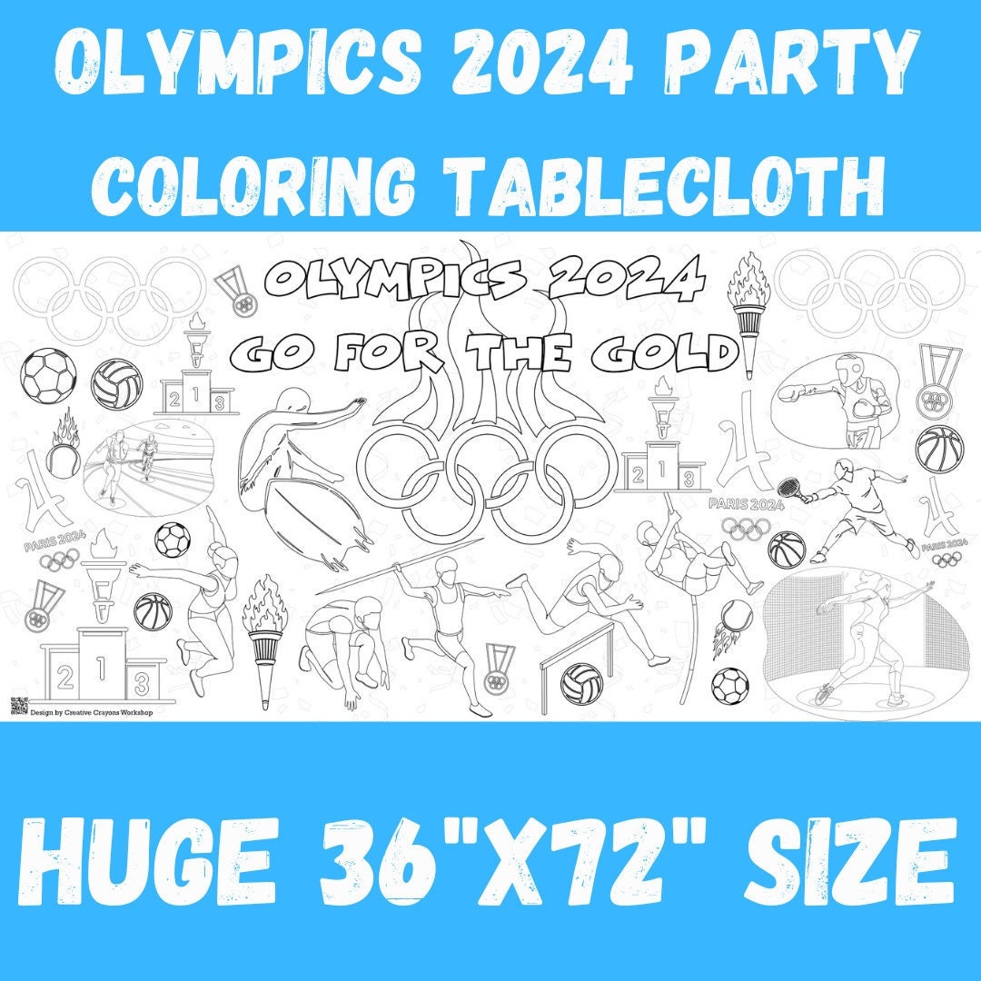 Olympics Party Coloring Tablecloth Champion Birthday Table Decorations ...
