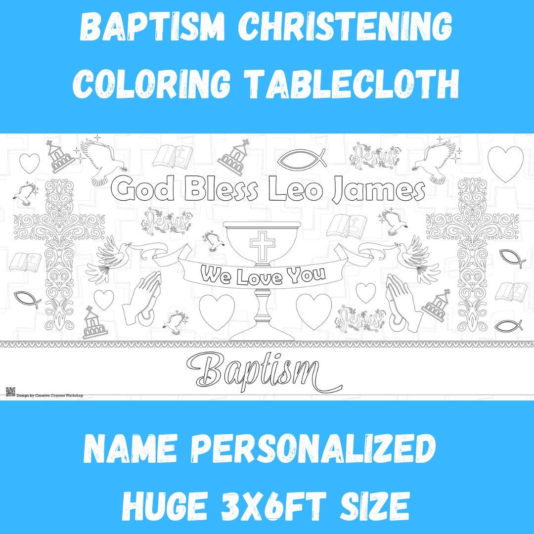 Baptism Christening Celebration Personalized Kids Fun Coloring Activity ...