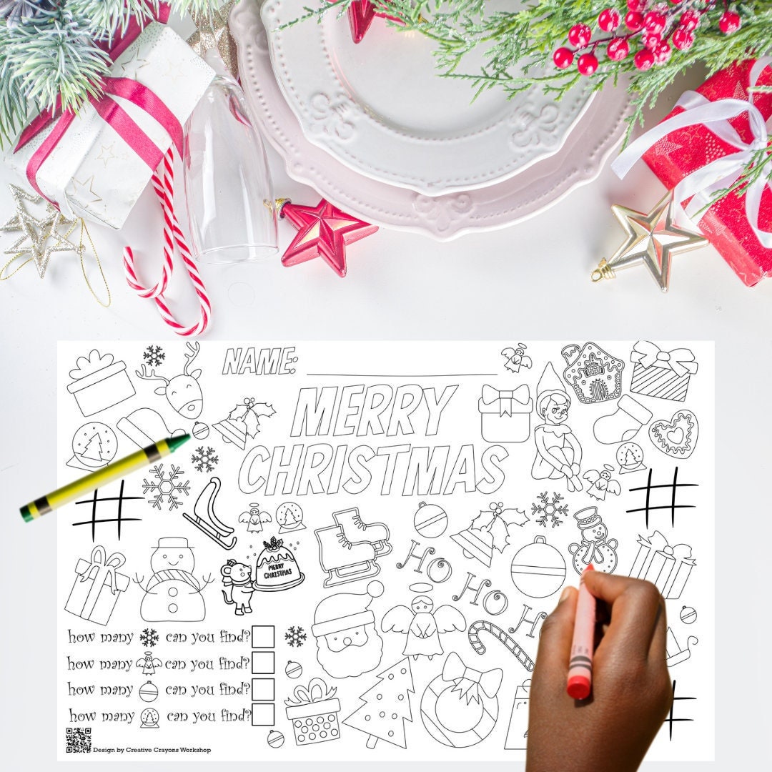 Christmas Coloring Placemats: Kids Holiday Activity, Seek and Find - Etsy