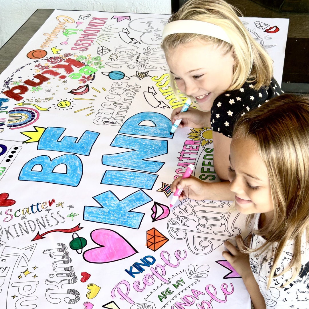 Be Kind Coloring Banner Positive Words of Affirmation Wall Art Back to ...