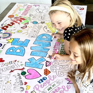 Be Kind Coloring Banner Positive Words of Affirmation Wall Art Back to ...