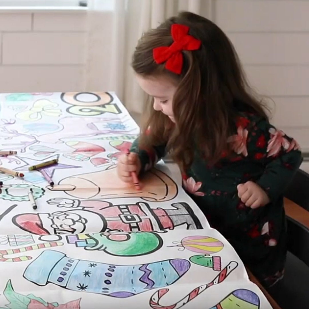 Personalized Christmas Coloring Tablecloth: Kids Holiday Party Activity ...