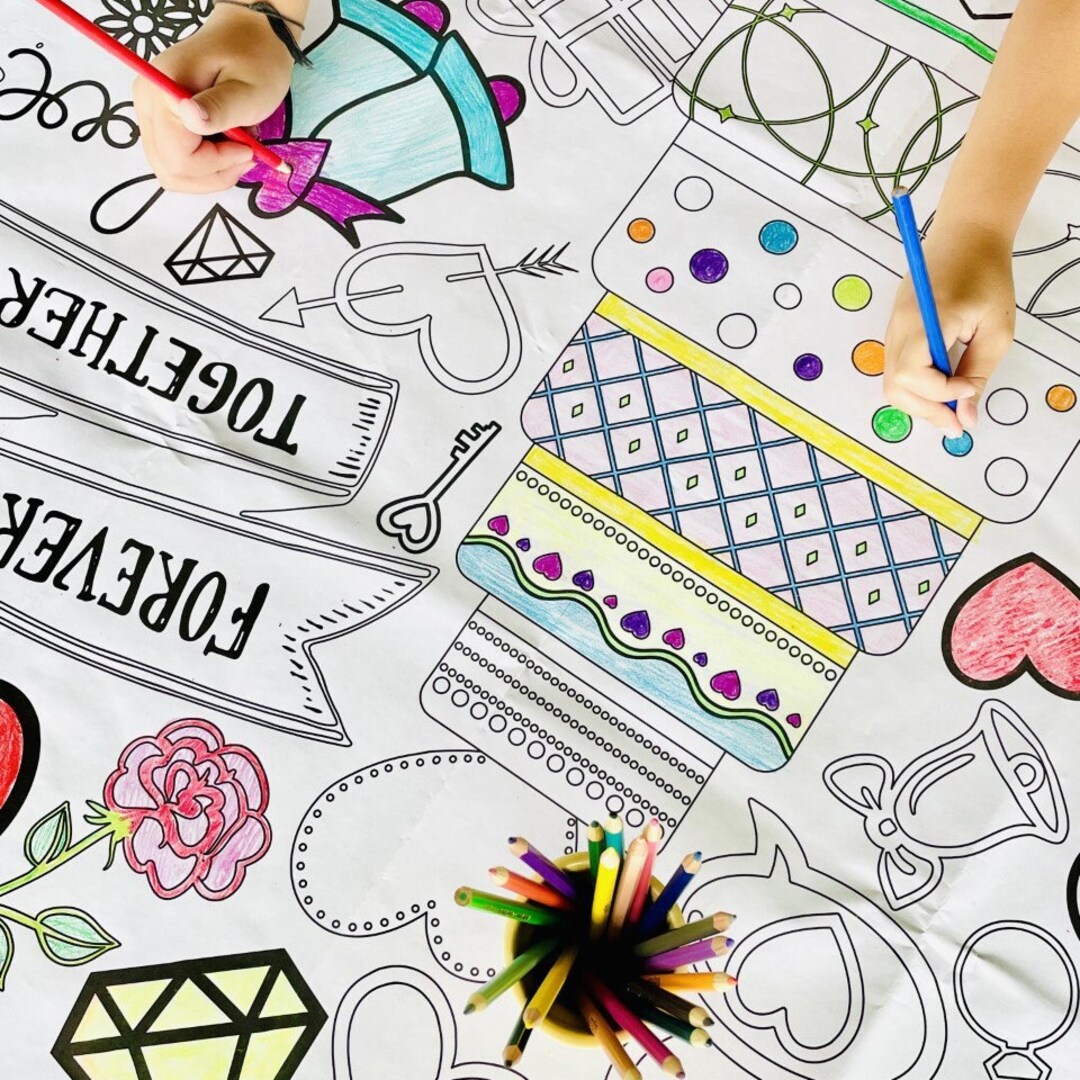 Personalized Wedding Activity Coloring Tablecloth Huge Kids Coloring ...
