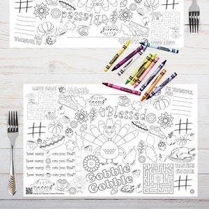 Thanksgiving Activity Placemats: Kids Coloring, Mazes, Tic-tac-toe - Etsy