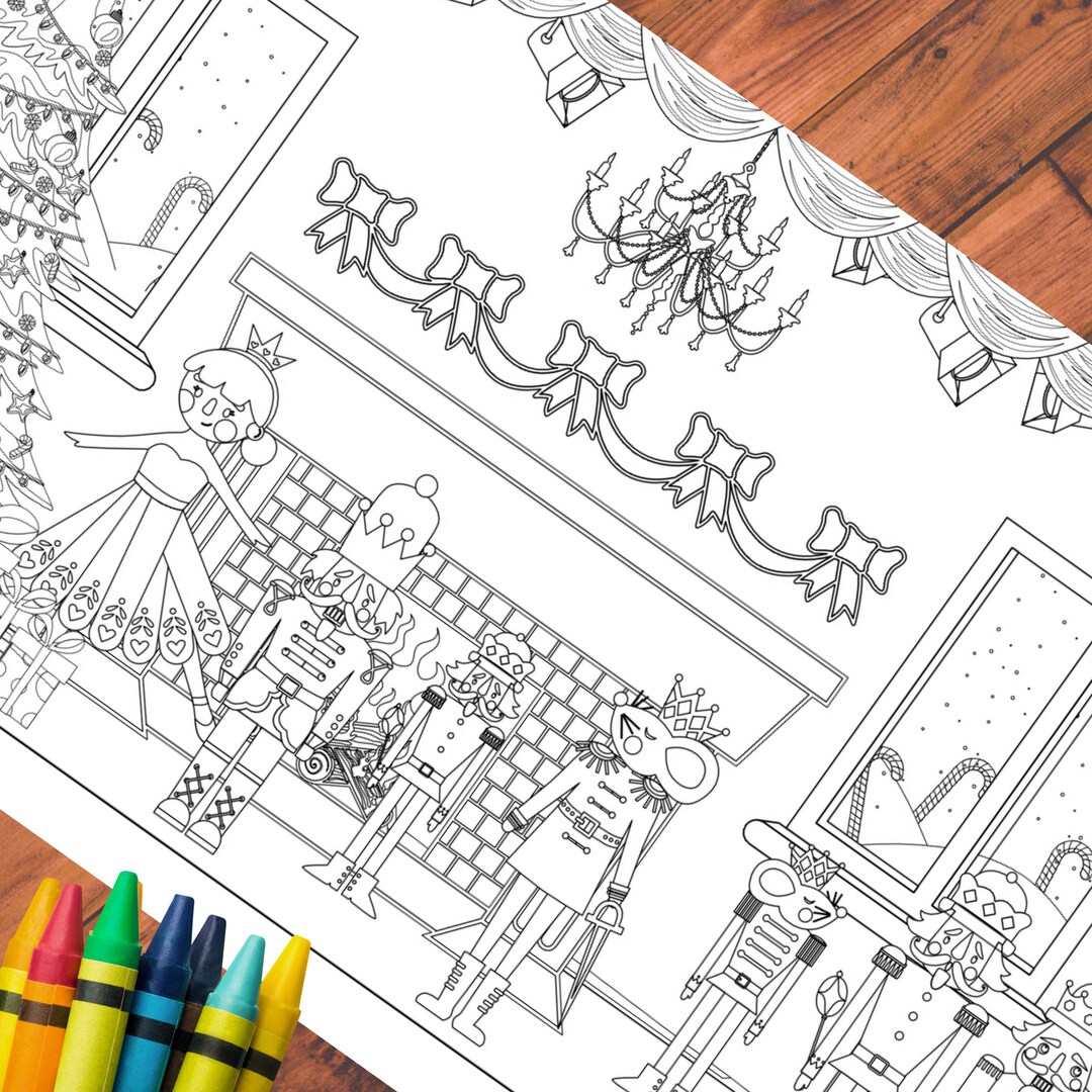 Nutcracker Ballet Christmas Coloring Tablecloth Kids Party Activity ...