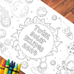 Total Solar Eclipse 2024 Coloring Poster Solar Eclipse Party Decor ...