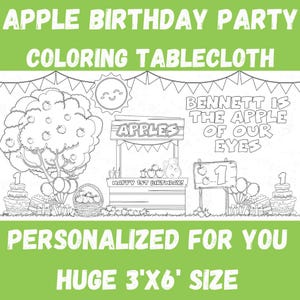 Apple Birthday Personalized Coloring Tablecloth Activity Fall Season ...