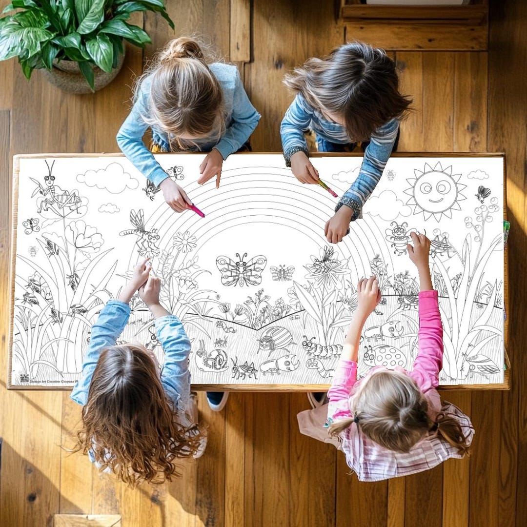 Bug Birthday Party Coloring Tablecloth: Personalized Insect Activity - Etsy