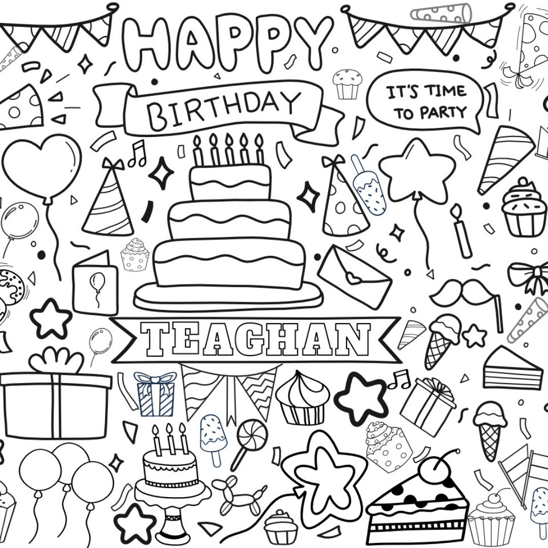 Happy Birthday Activity and Coloring Poster Birthday - Etsy