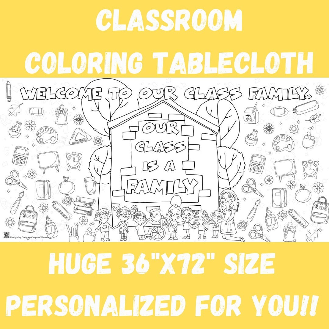 Classroom Coloring Banner |kids Giant Coloring Poster | Class is Family ...